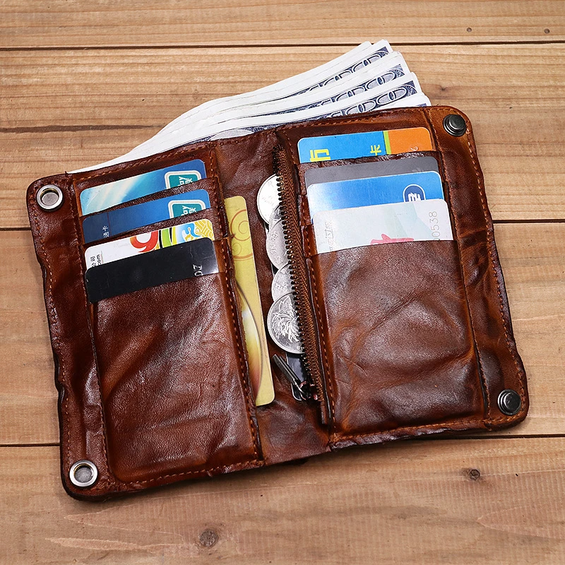 Vintage Handmade Genuine Leather Wallet Multi-card Slots Wallet ...