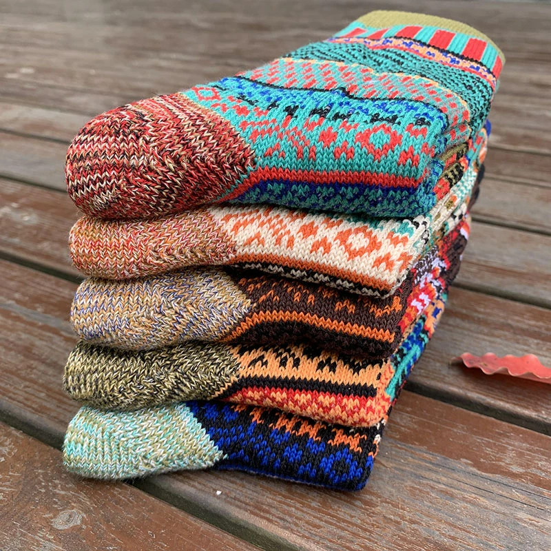 Men's 5 Pairs Retro Ethnic Style Woolen Socks – Martboutique